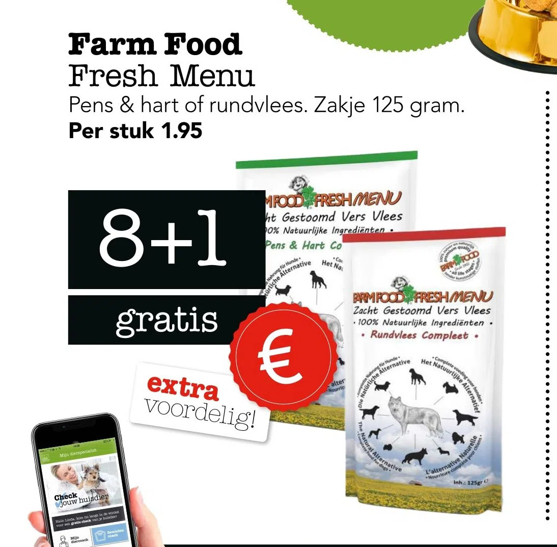 Farm food fresh menu aanbieding bij Dierspecialist