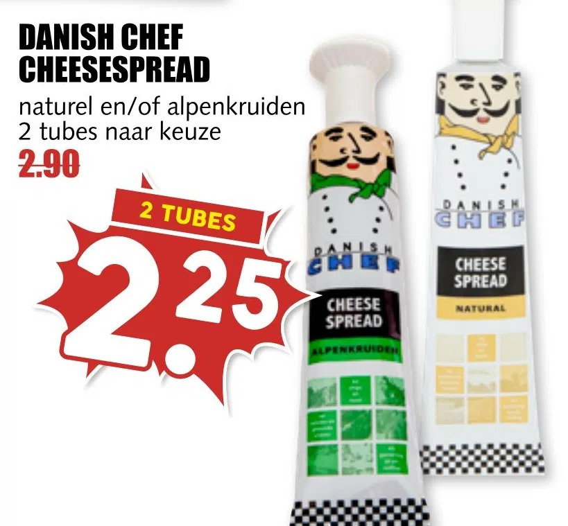 Danish chef cheesespread aanbieding bij MCD Supermarkt