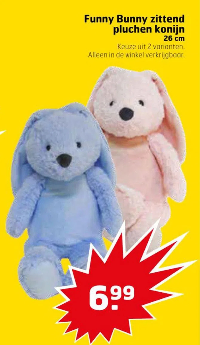 Funny bunny zittend pluchen koniin aanbieding bij Trekpleister