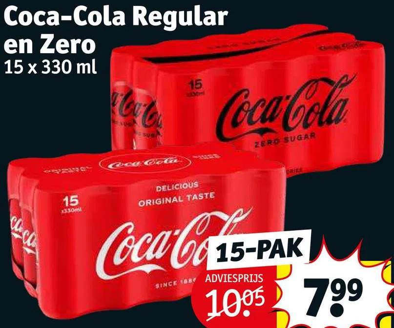 Coca-cola regular en zero aanbieding bij Kruidvat