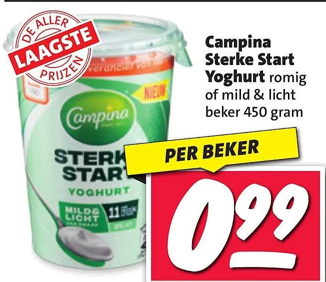 Campina sterke start yoghurt romig of mild & licht beker 450 gram ...
