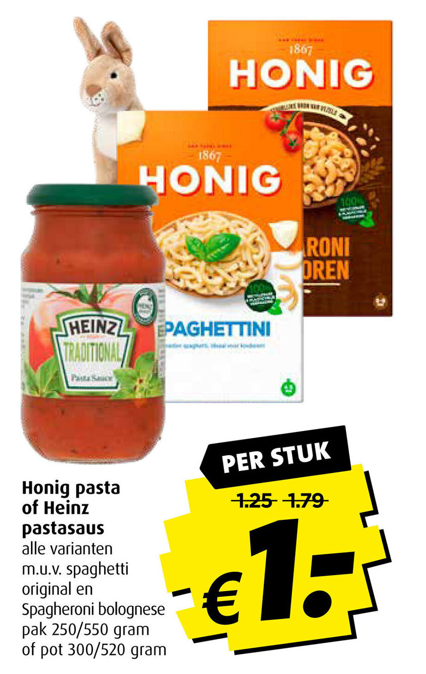 Honig pasta of Heinz pastasaus aanbieding bij Boni