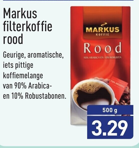 Markus Filterkoffie rood 500g aanbieding bij ALDI