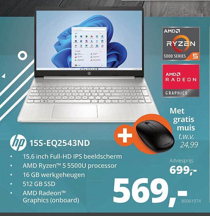 Hp 15s-eq2543nd laptop aanbieding bij Paradigit