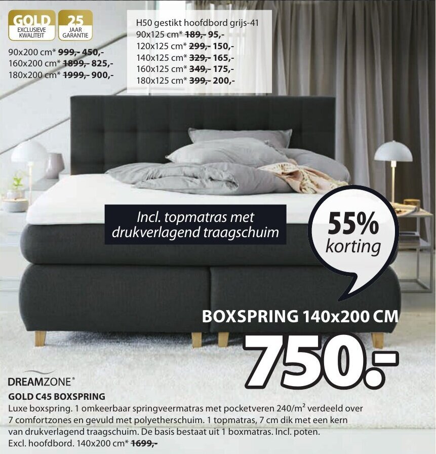 Gold C45 Boxspring 140 x 200 cm aanbieding bij Jysk