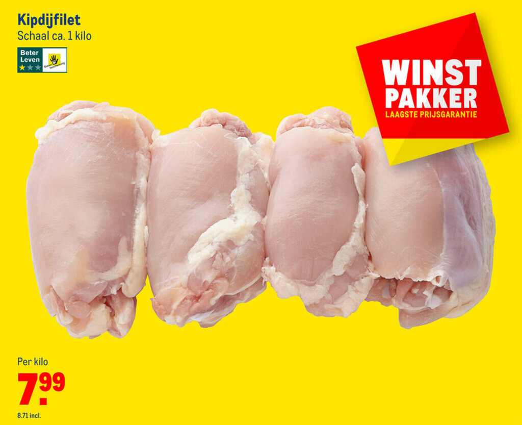 Kipdijfilet 1 kilo aanbieding bij Makro