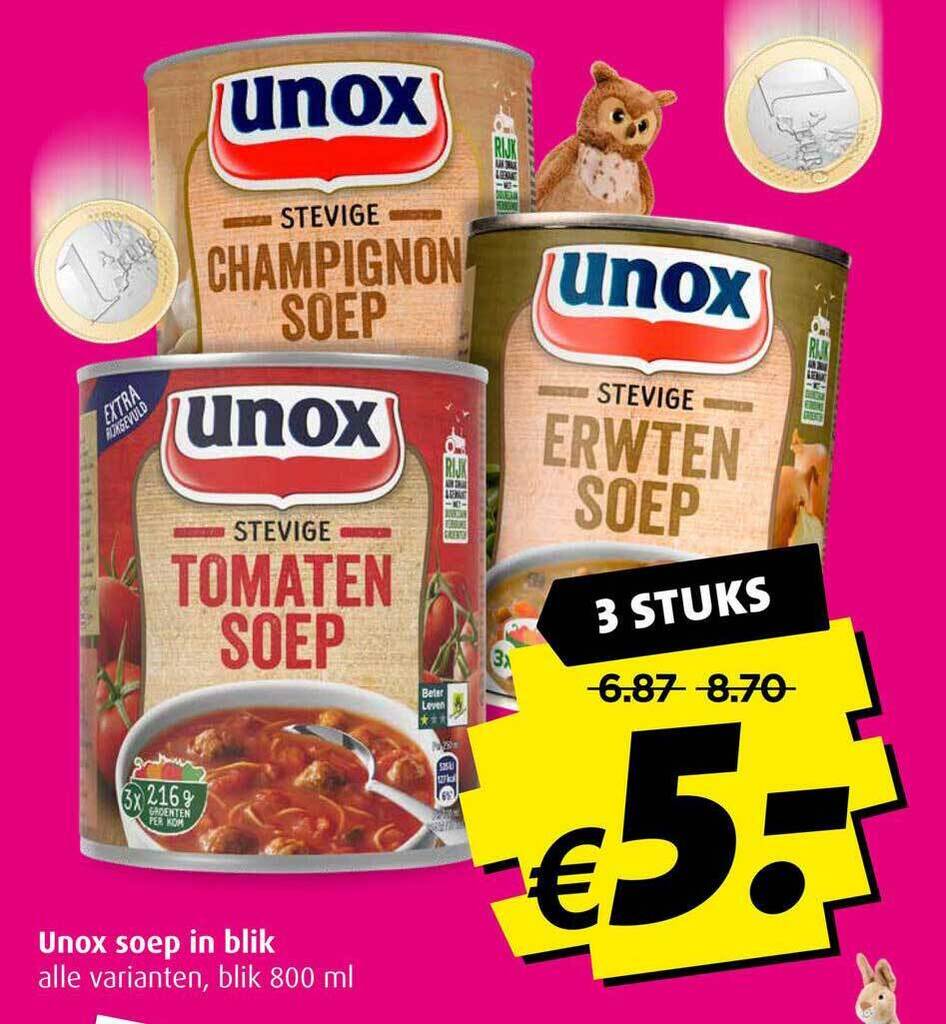 Unox soep in blik aanbieding bij Boni