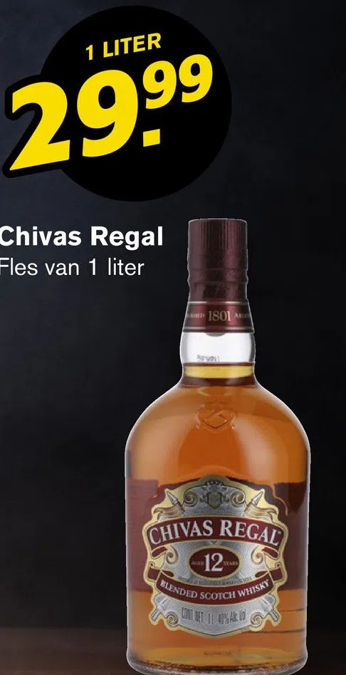 Chivas regal fles van 1 liter aanbieding bij Hoogvliet