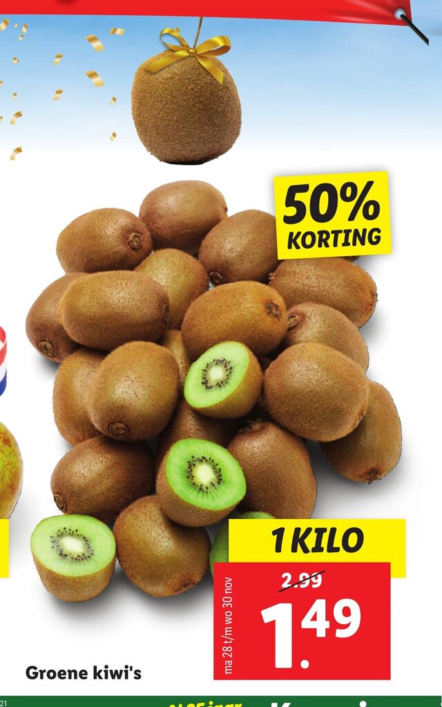 Groene kiwi's 1 kilo aanbieding bij Lidl