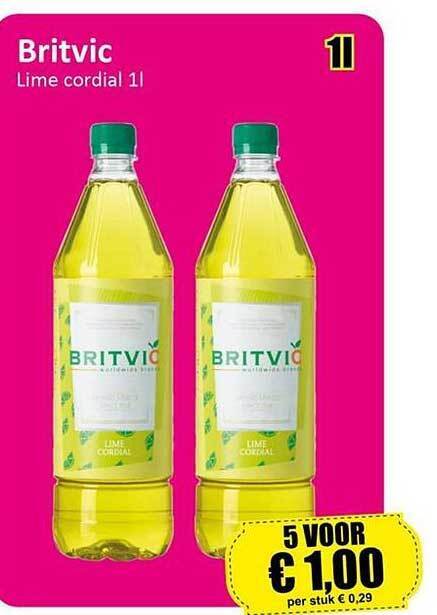 Britvic lime cordial 1l aanbieding bij Datum Voordeelshop