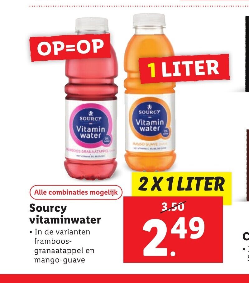 Sourcy vitaminwater 2 x 1 liter aanbieding bij Lidl