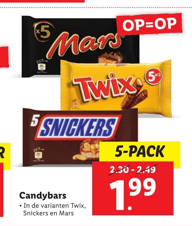 Candybars 5-pack aanbieding bij Lidl