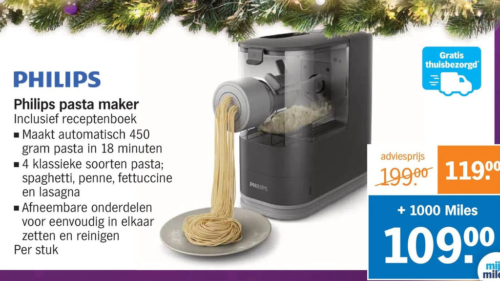 Philips pasta maker inclusief receptenboek aanbieding bij Albert Heijn