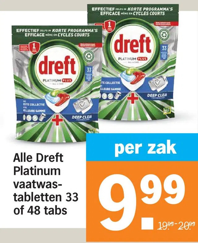 Alle dreft platinum vaatwas- tabletten 33 of 48 tabs aanbieding bij ...