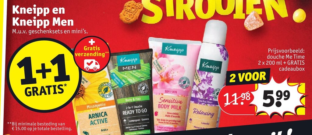 Kneipp en Kneipp Men 1+1 gratis aanbieding bij Kruidvat