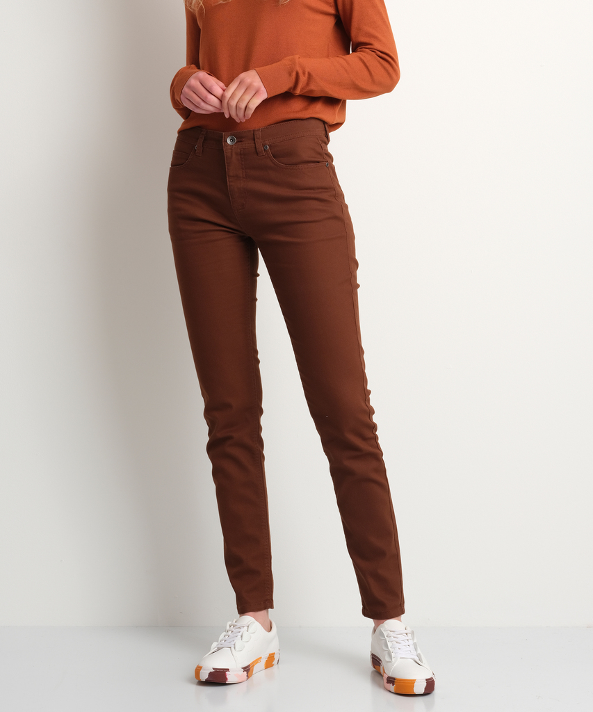Dames regular fit twill broek anne bruin in maat aanbieding bij terStal