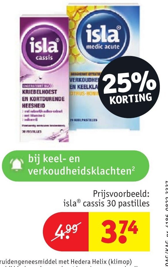 Isla cassis 30 pastilles aanbieding bij Kruidvat