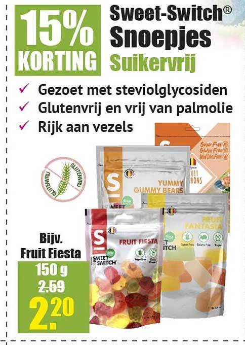 Sweet-switch snoepjes suikervrij aanbieding bij Gezond & Wel