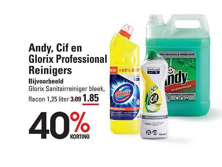 Andy cif en glorix professional reinigers aanbieding bij De Kweker