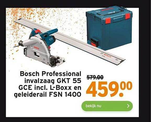 Bosch professional invalzaag gkt 55 gce incl. l-boxx en geleiderail fsn ...