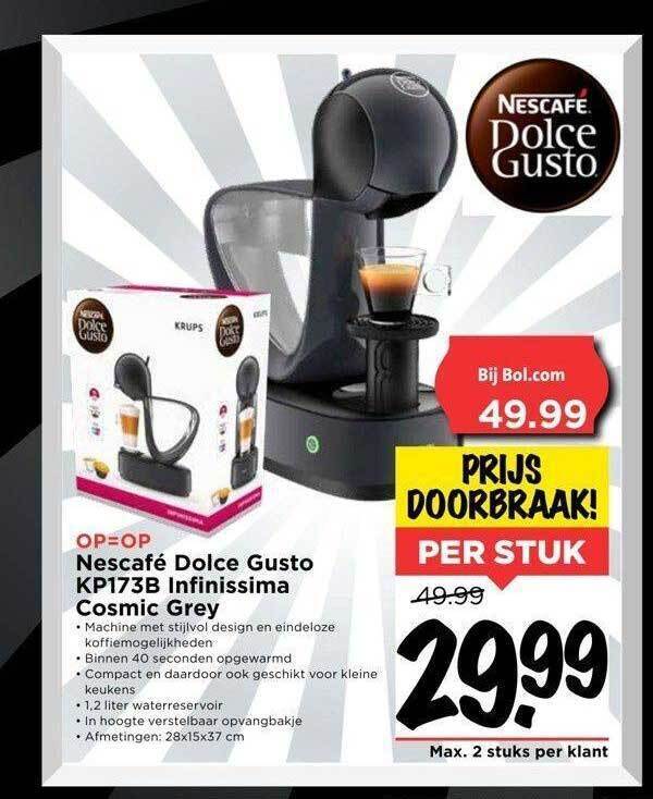 Nescafé dolce gusto kp173b infinissima cosmic grey aanbieding bij Vomar