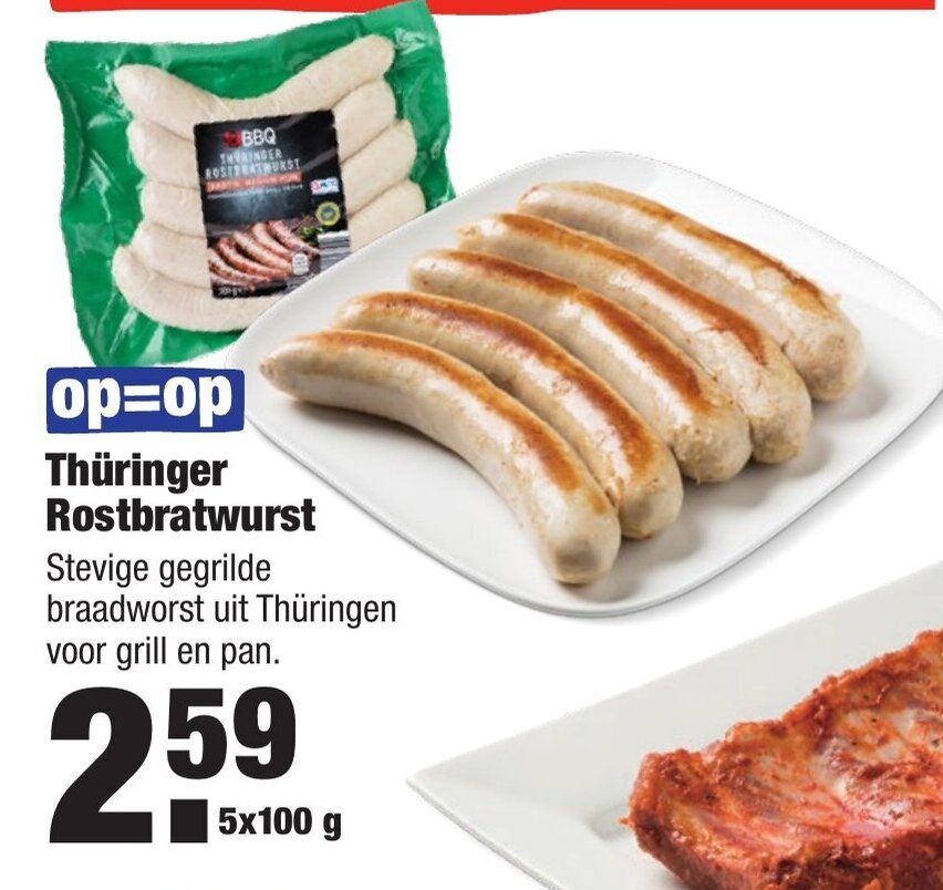 Thuringer Rostbratwurst 5*100 gr aanbieding bij ALDI