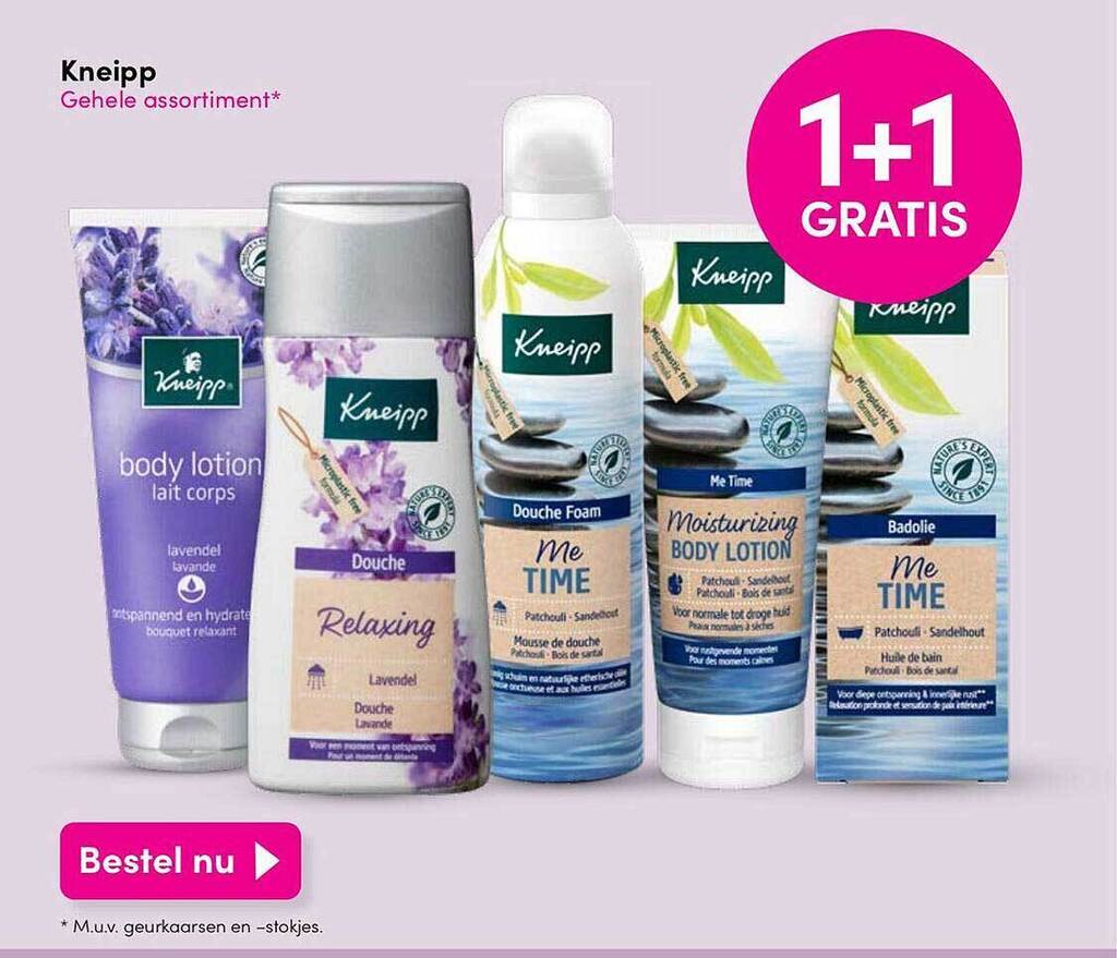 Kneipp 1+1 gratis aanbieding bij DA