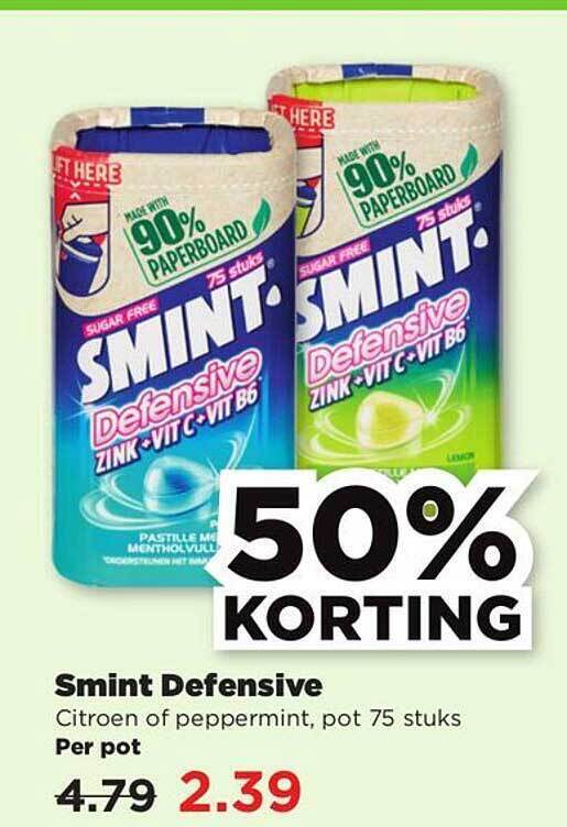 Smint defensive 50% korting aanbieding bij PLUS