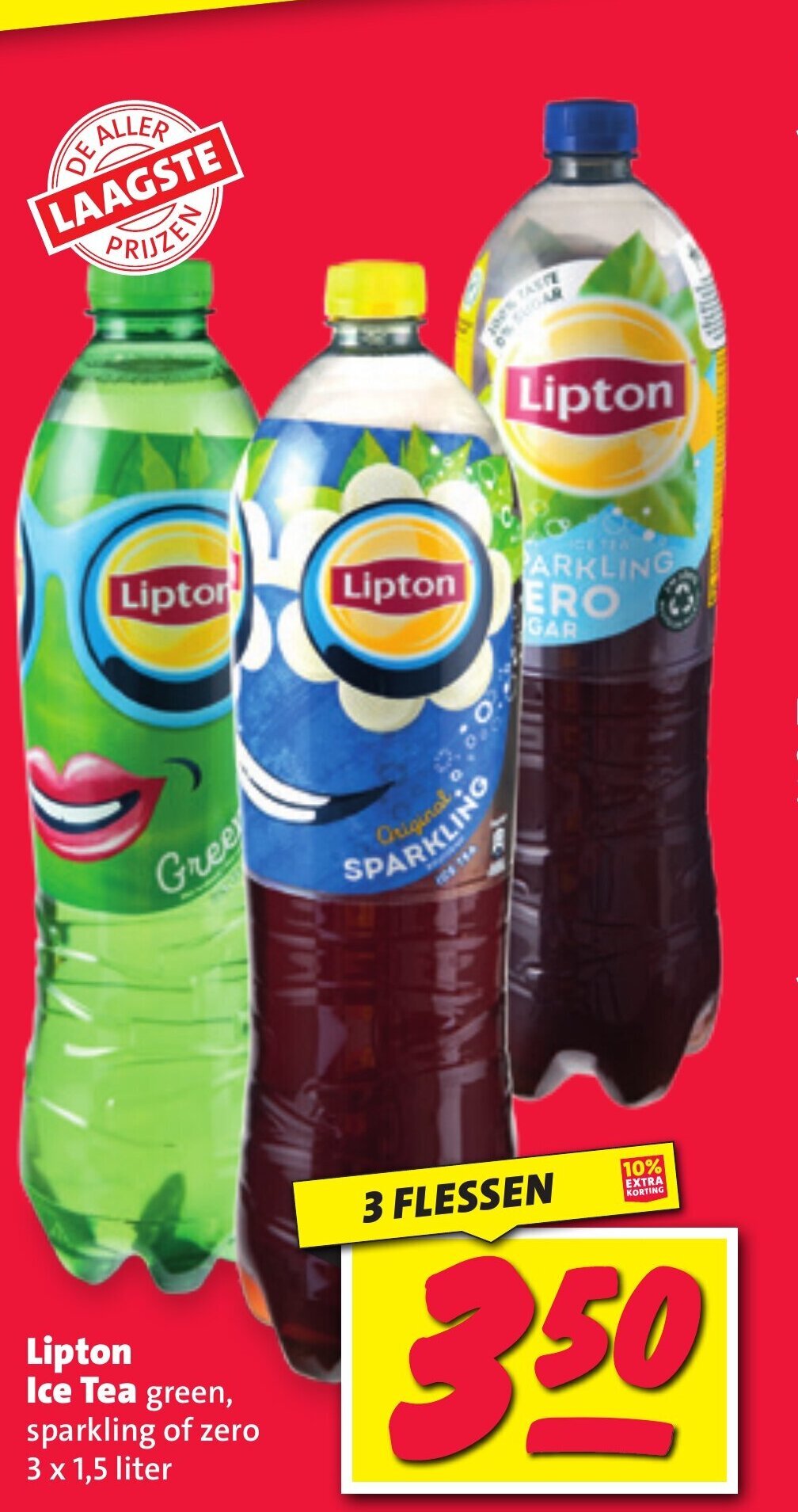 Lipton Ice Tea 3 x 1,5 liter. 3 flessen aanbieding bij Nettorama