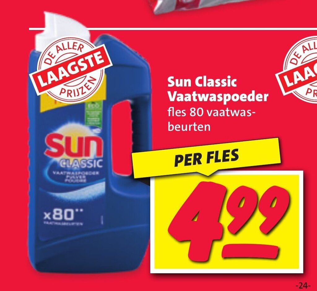 Sun Classic Vaatwaspoeder fles 80 vaatwas- beurten. per fles aanbieding bij Nettorama