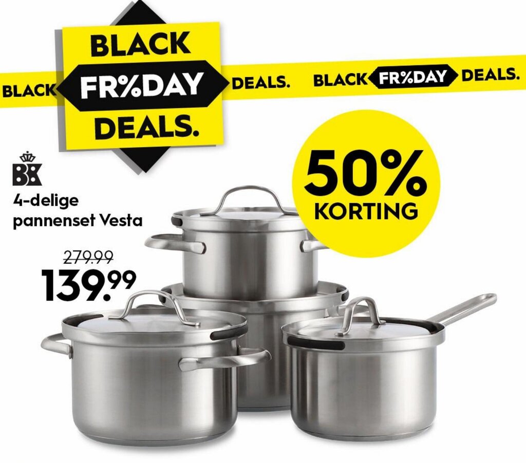 BK 4-delige pannenset Vesta aanbieding bij Blokker