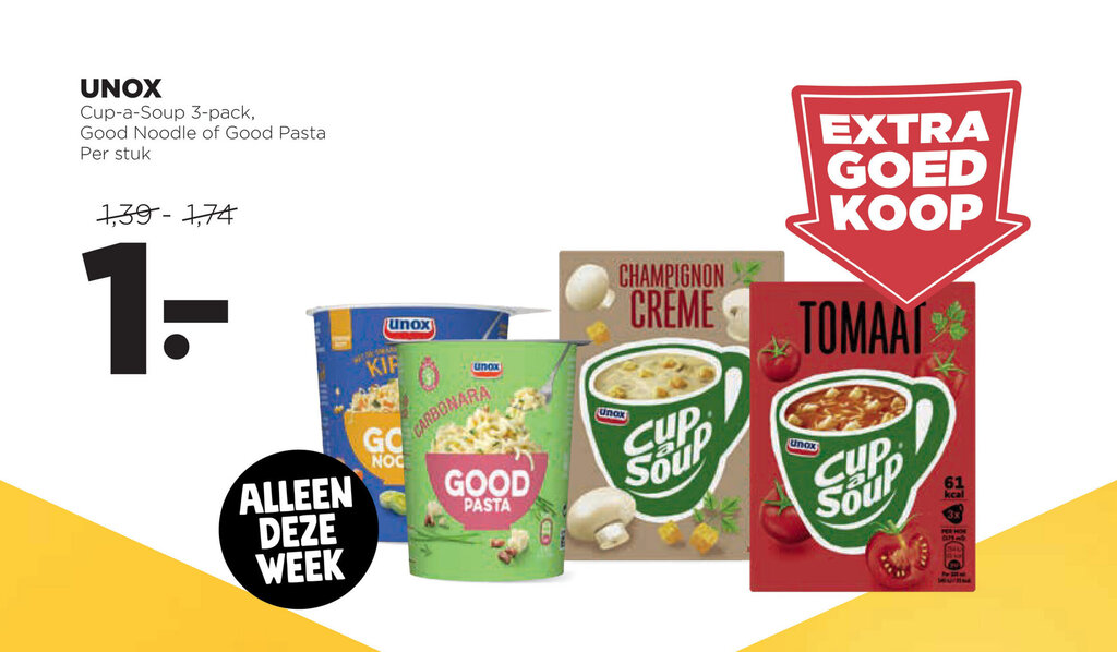 Unox Cup-a-Soup 3-pack aanbieding bij Jumbo