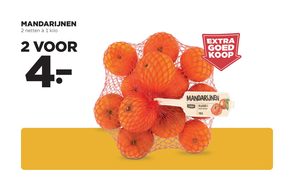 Mandarijnen 2 netten a 1 kilo aanbieding bij Jumbo