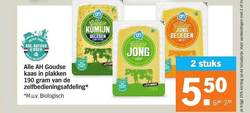Alle ah goudse kaas in plakken 190 gram van de zelfbedieningsafdeling ...