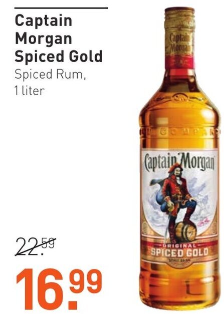 Captain Morgan Spiced Gold 1 liter aanbieding bij Gall & Gall