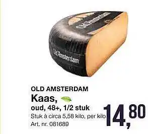 Old amsterdam kaas, oud, 48+, 1-2 stuk aanbieding bij Bidfood