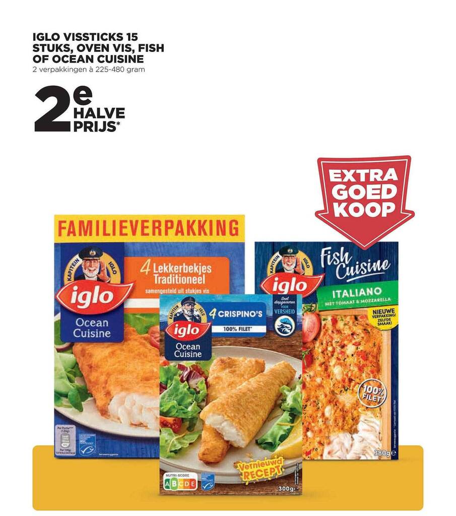 Iglo vissticks 15 stuks, oven vis, fish of ocean cuisine aanbieding bij ...