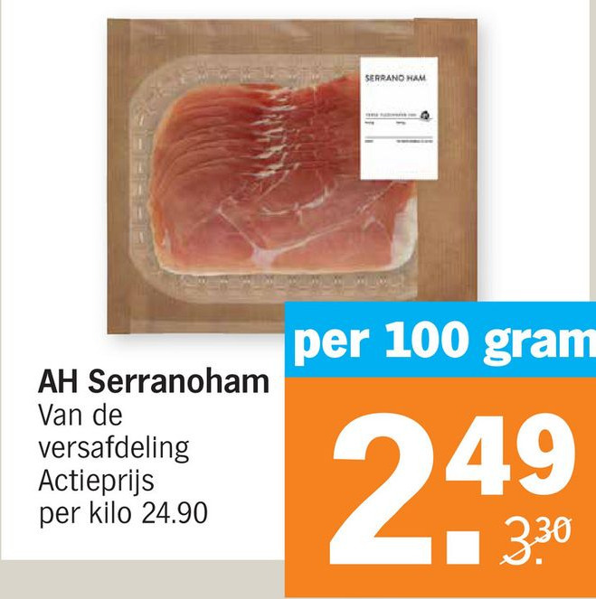 AH Serranoham aanbieding bij Albert Heijn
