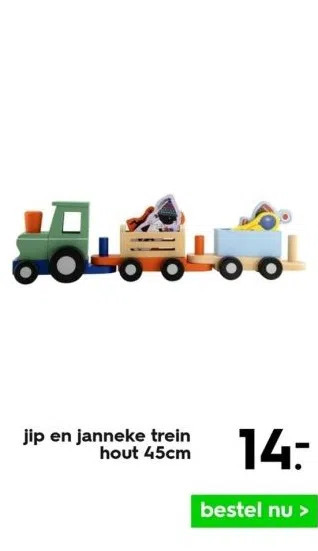 Jip en janneke trein hout 45cm aanbieding bij HEMA