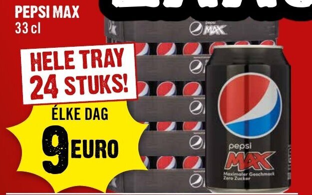 Pepsi max 33 cl 24 stuks aanbieding bij Dirck 3