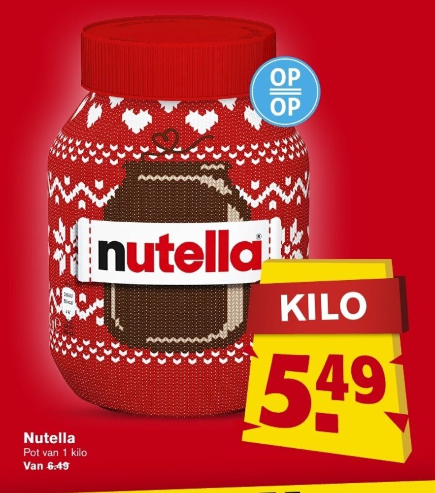 Ferrero Nutella 1 kilo aanbieding bij Hoogvliet