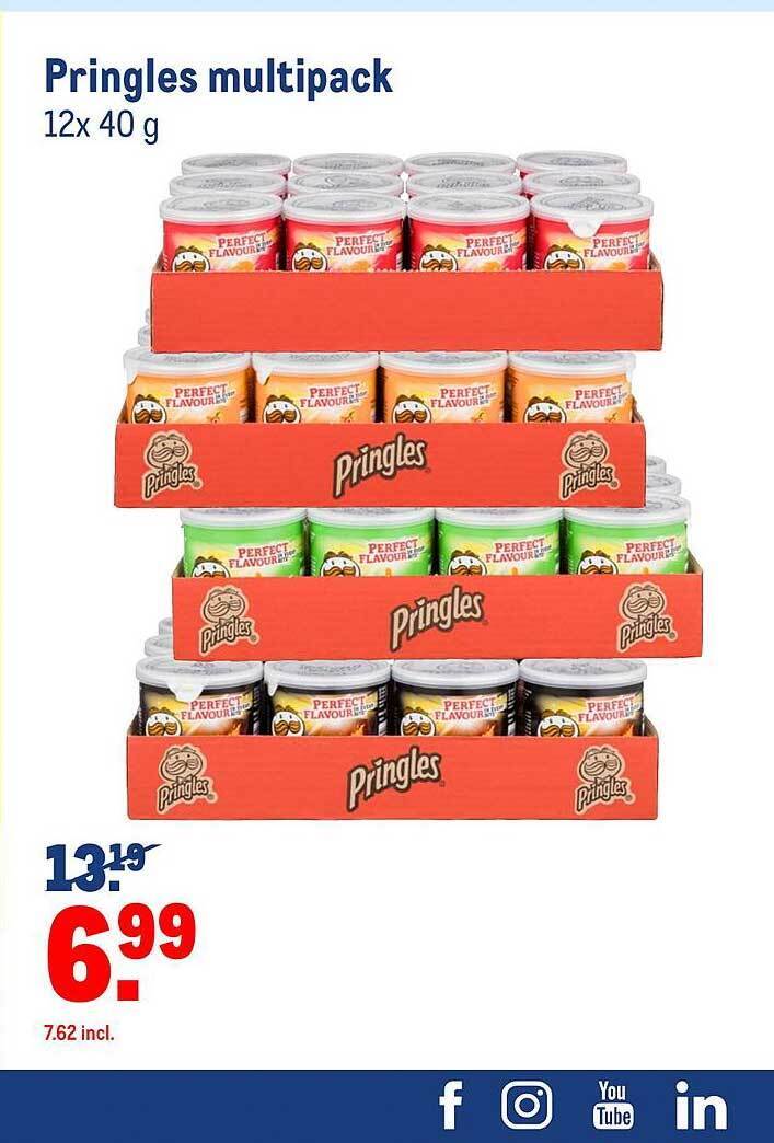 Pringles multipack 12 x40 g aanbieding bij Makro