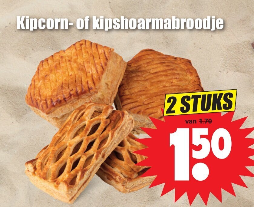 Kipcorn-of kipshoarmabroodje aanbieding bij Dirk