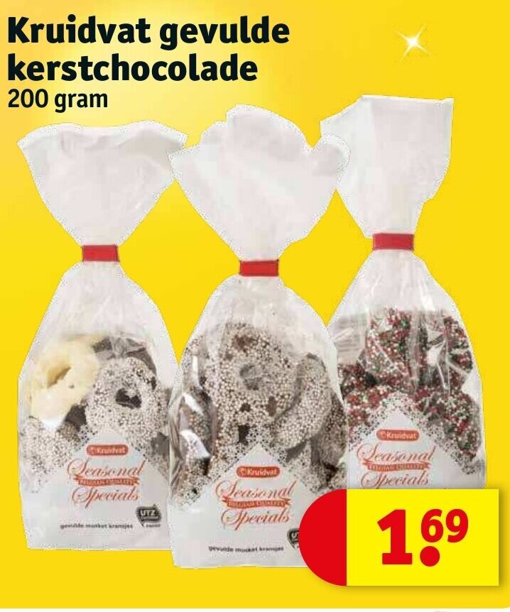 Gevulde kerstchocolade 200 gram aanbieding bij Kruidvat