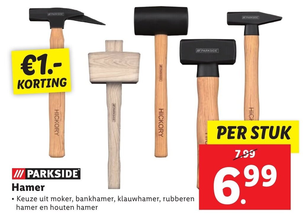 Parkside hamer per stuk aanbieding bij Lidl