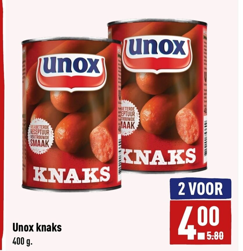 Unox knaks 400g aanbieding bij ALDI
