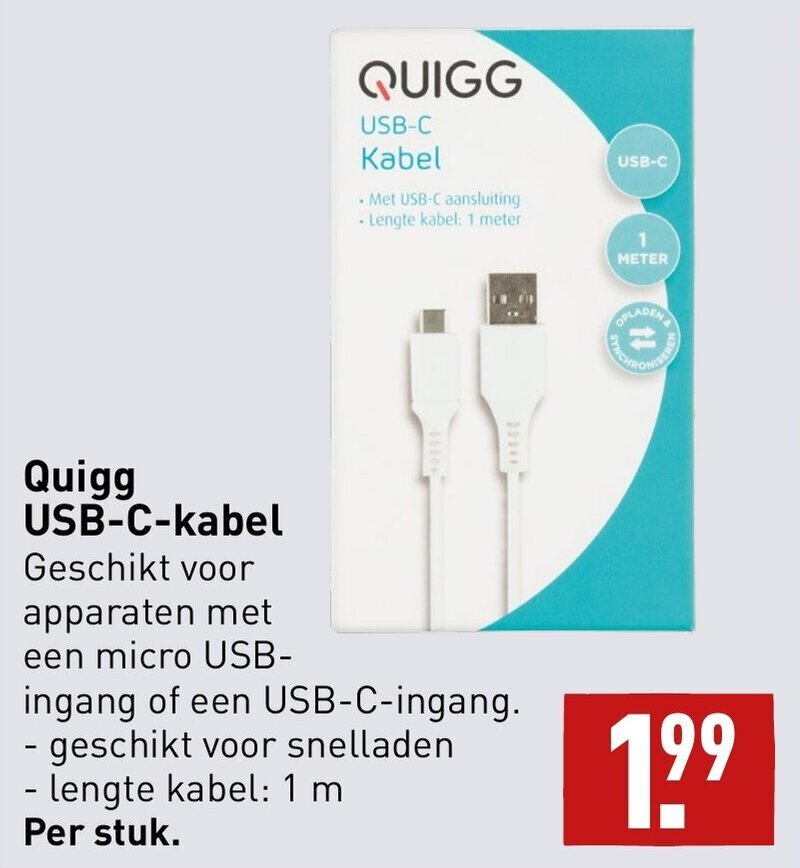 Quigg USB-C-kabel aanbieding bij ALDI