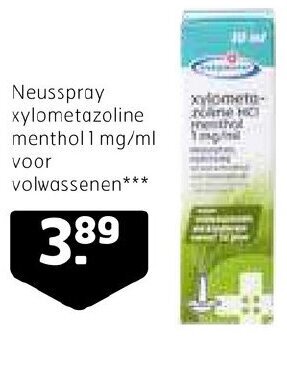 Neusspray xylometazoline menthol 1mg/ml voor volwassenen*** aanbieding ...