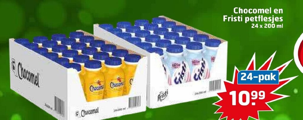 Chocomel en Fristi petflesjes 24 x 200 ml aanbieding bij Trekpleister