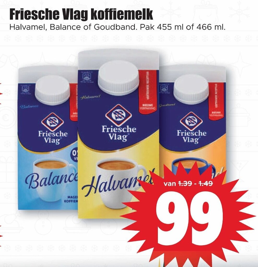 Friesche Vlag koffiemelk 455 ml of 466 ml aanbieding bij Dirk
